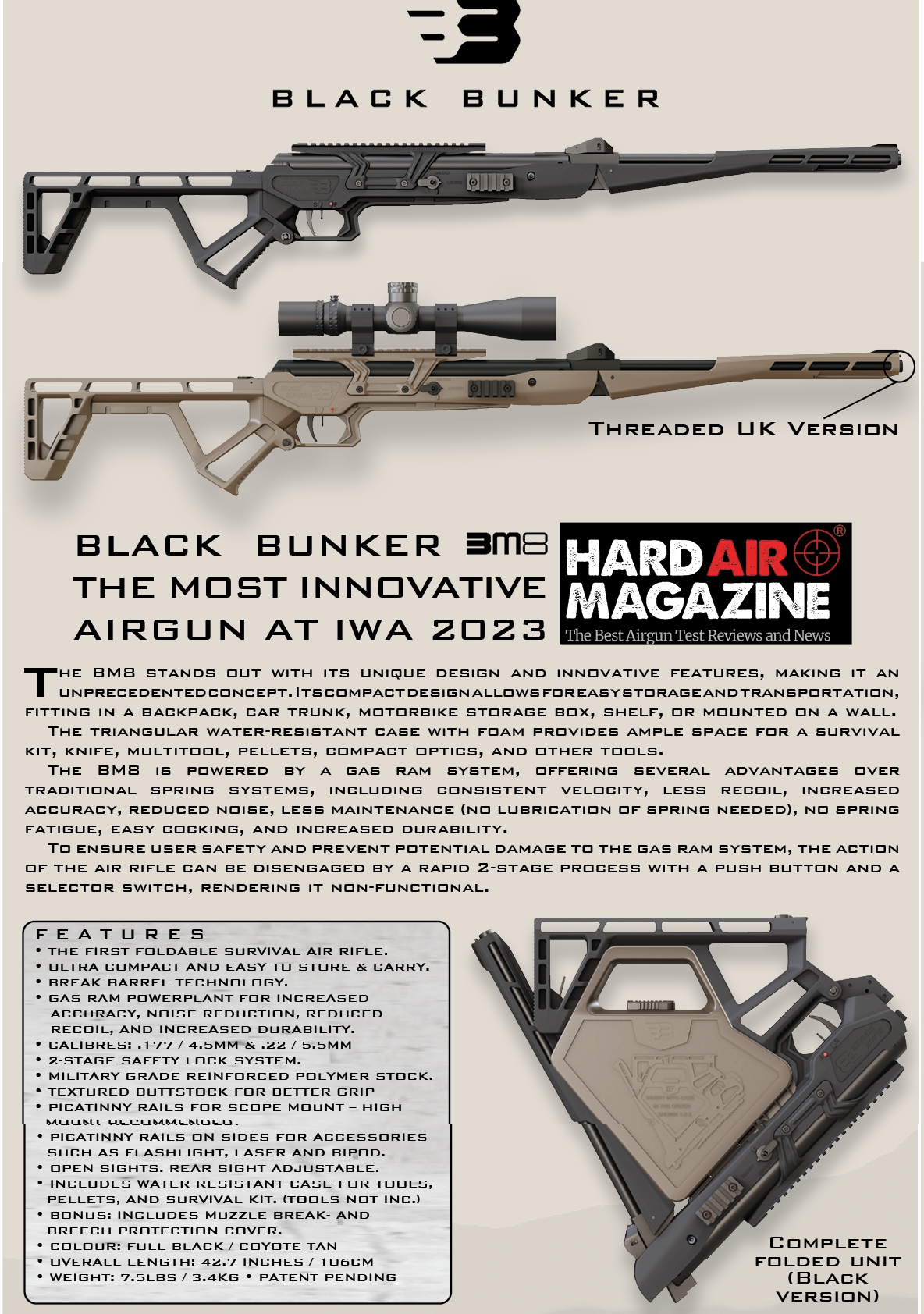 Black Bunker BM8 Survival rifle .22 - Weston Guns